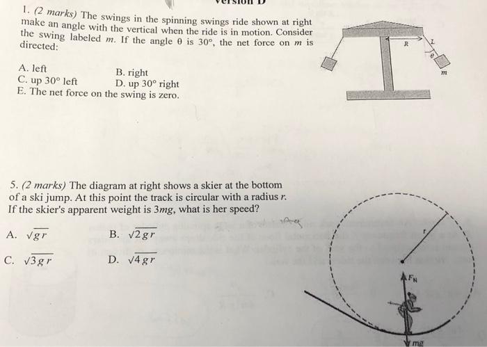 Solved 1. (2 marks) The swings in the spinning swings ride | Chegg.com
