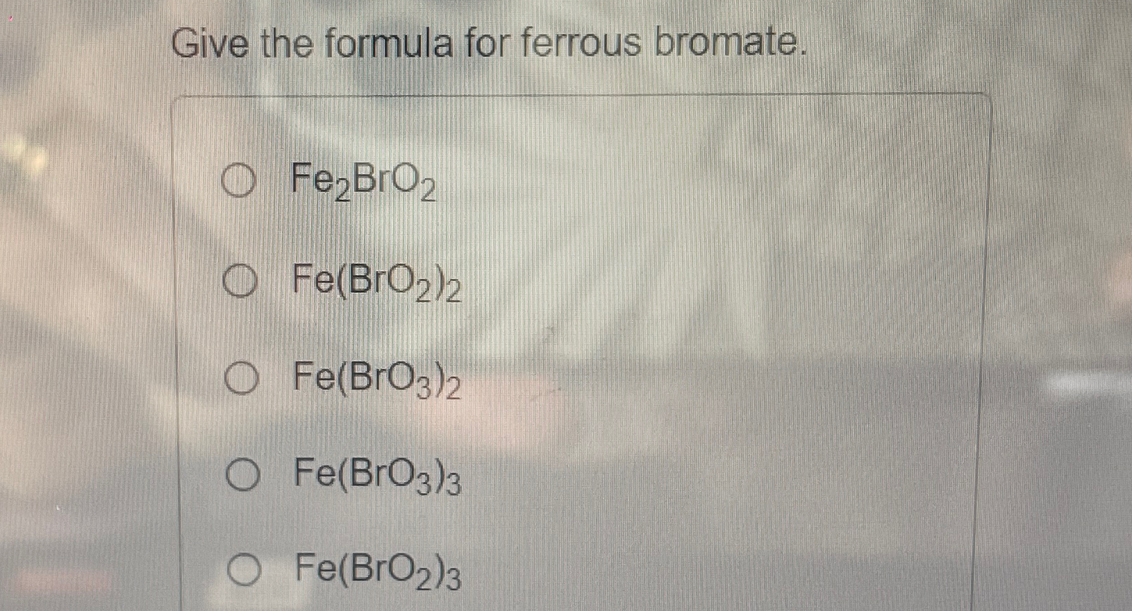 Solved Give the formula for ferrous | Chegg.com