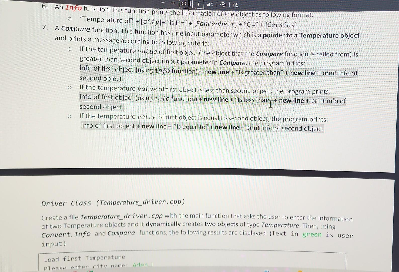 Solved Put the class definition in Temperature. h and the | Chegg.com