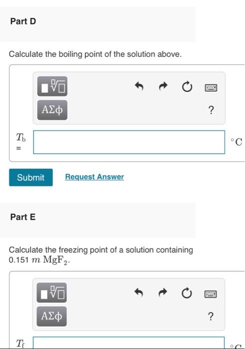 Solved Calculate the freezing point and boiling point in | Chegg.com