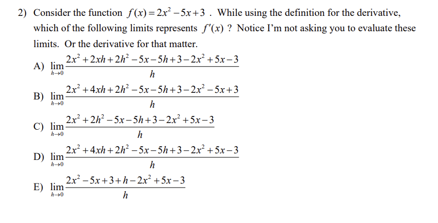 Solved Consider the function f(x)=2x2-5x+3. ﻿While using the | Chegg.com