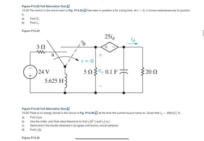 Solved Figure P13.28 Full Alternative Text 13.29 The switch | Chegg.com