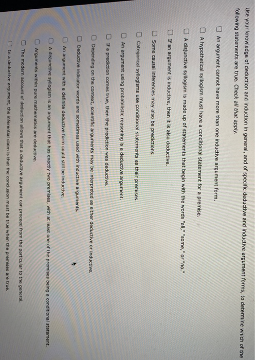 Solved Use your knowledge of deduction and induction in | Chegg.com