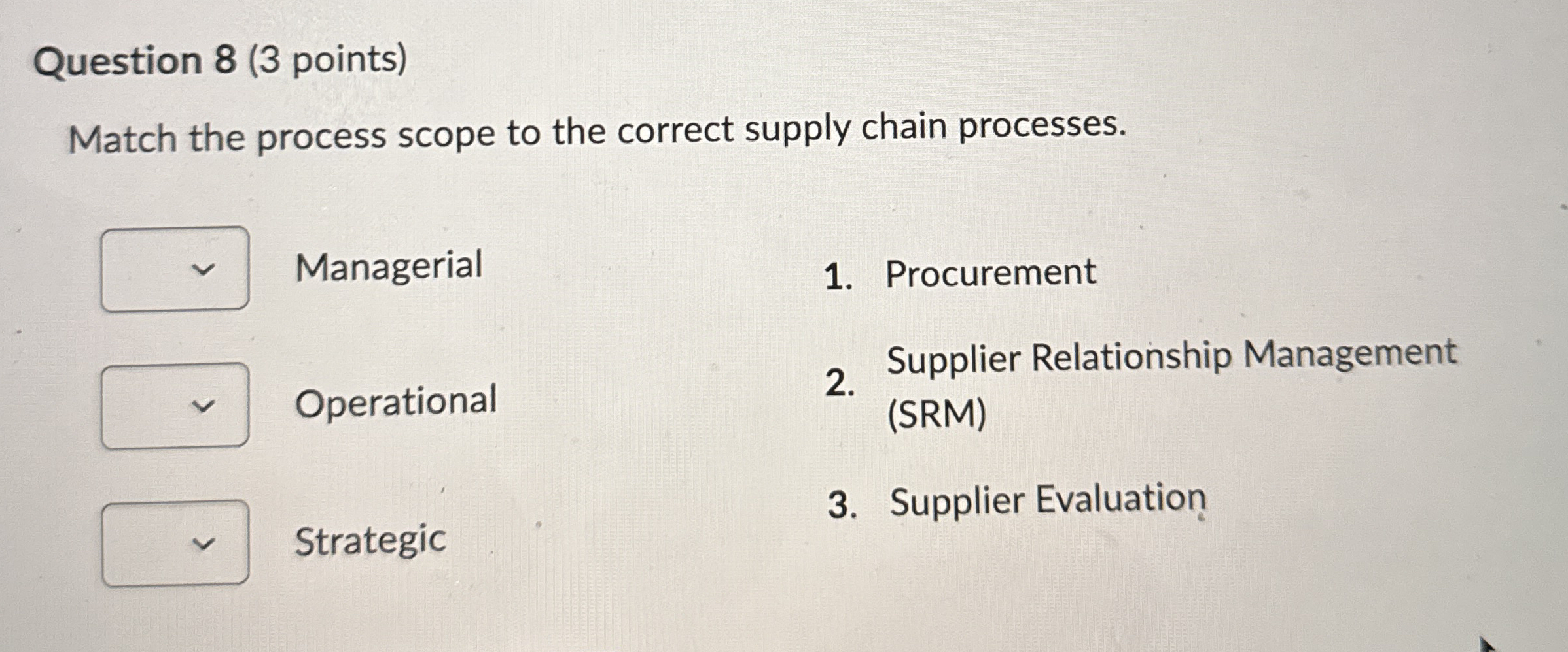 Solved Question 8 (3 points)Match the process scope to the | Chegg.com Solved Question 8 (3 points)Match the process scope to the | Chegg.com
