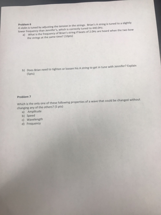 Solved Problem 6 A violin is tuned by adjusting the tension | Chegg.com