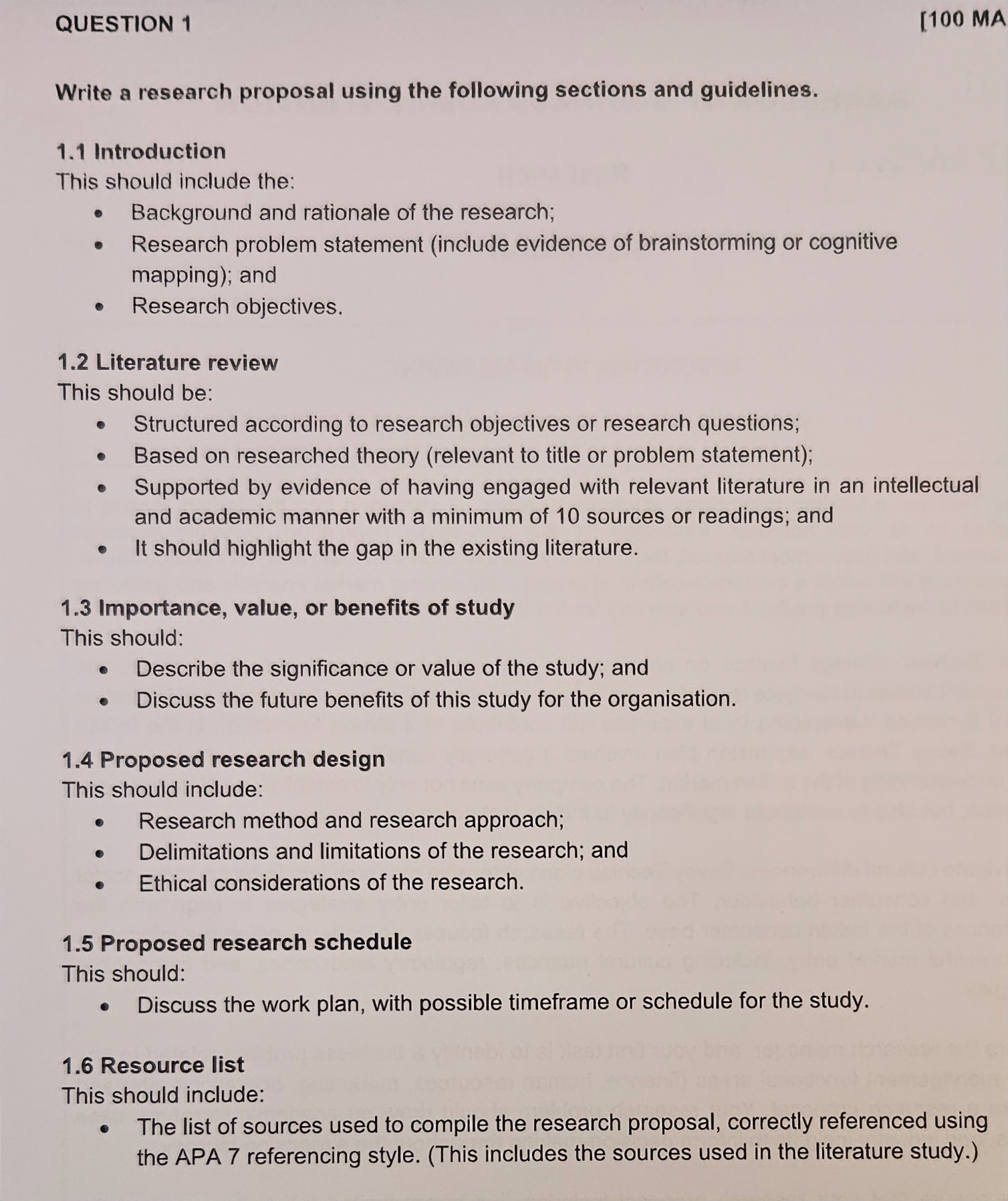 Solved QUESTION 1 ﻿Write a research proposal using the | Chegg.com
