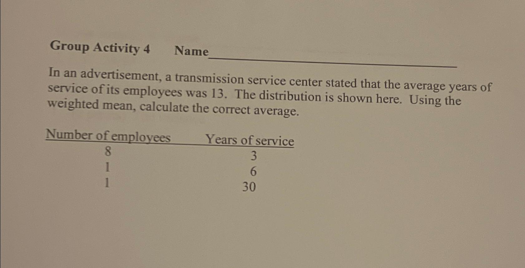 Solved Group Activity 4 ﻿NameIn an advertisement, a | Chegg.com