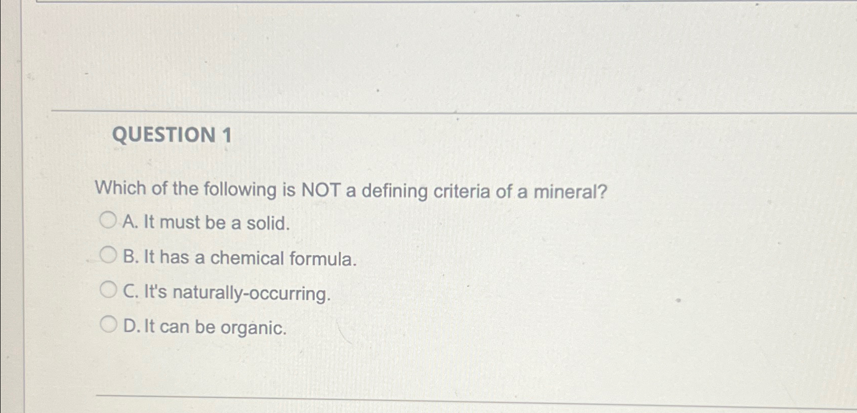 Solved QUESTION 1Which of the following is NOT a defining | Chegg.com