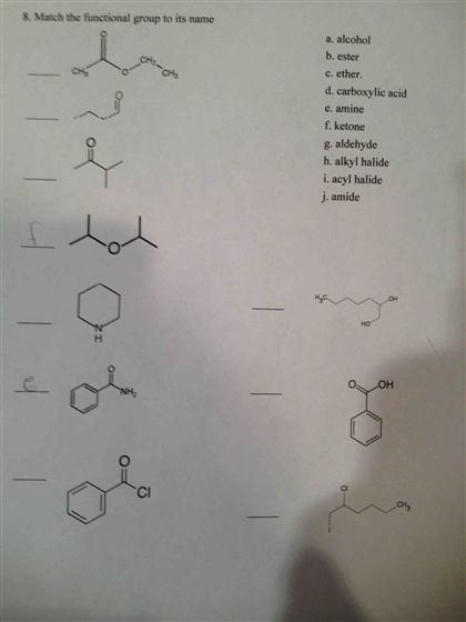 Solved Match the functional group to its name alcohol | Chegg.com