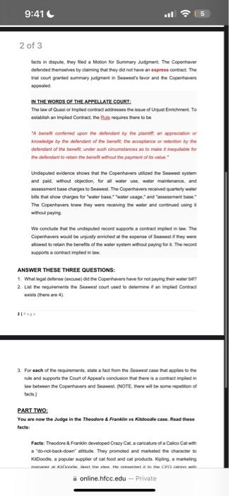 IMPLIED CONTRACT: APPLYING PRECEDENT Learning | Chegg.com