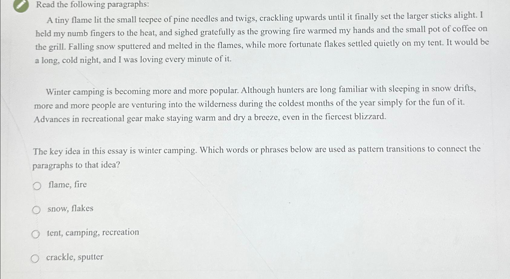 Solved Read the following paragraphs:A tiny flame lit the | Chegg.com