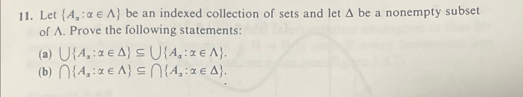 Solved Let {Aα:αinΛ} ﻿be an indexed collection of sets and | Chegg.com