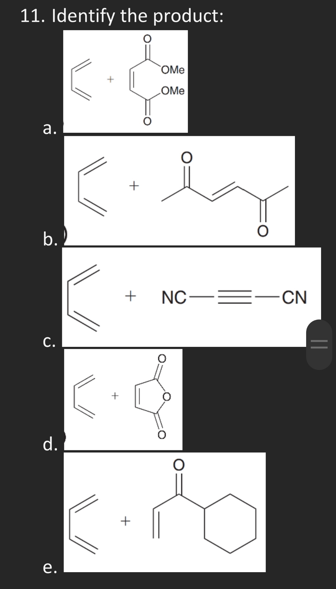 Identify the product:a. b.C.d.e. | Chegg.com