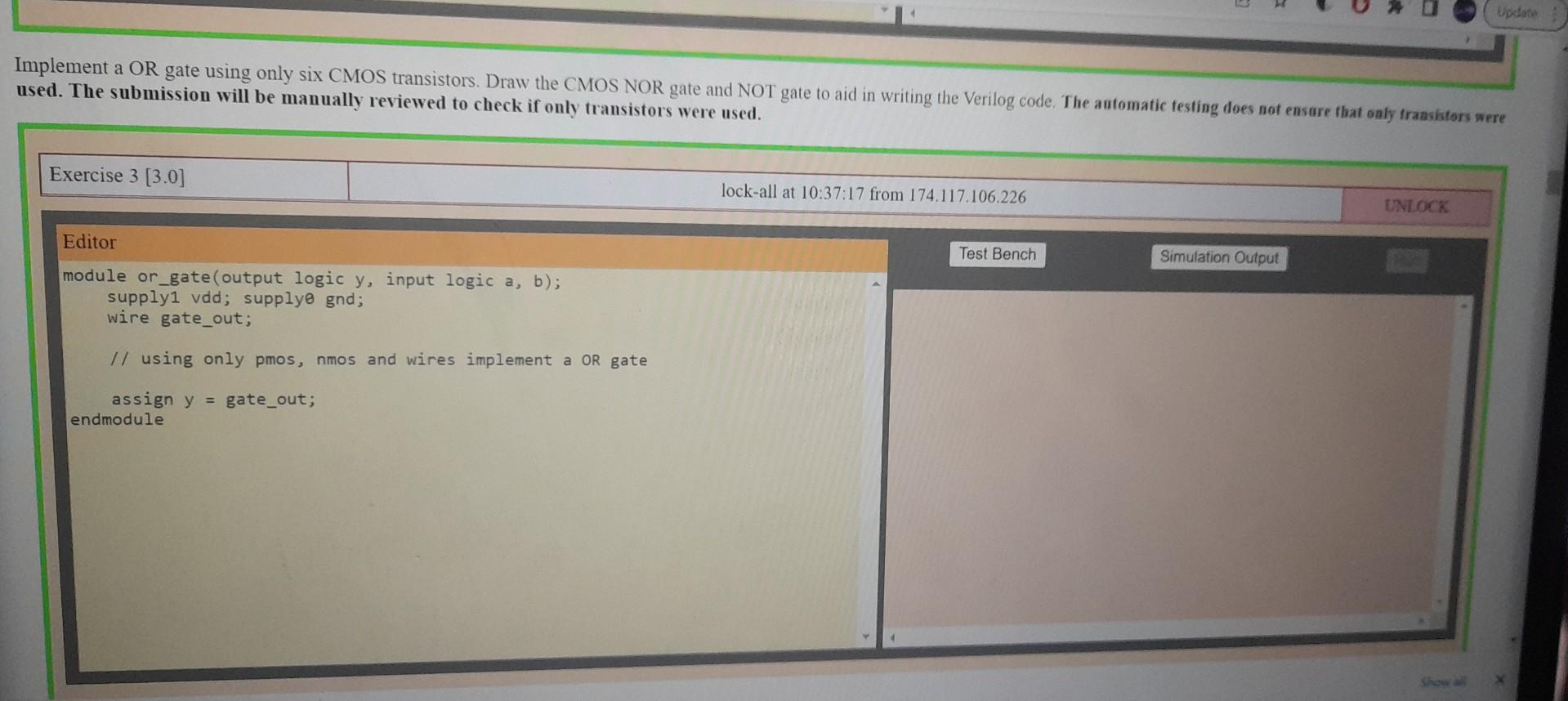 Solved Mplement A Or Gate Using Only Six Cmos Transistors 