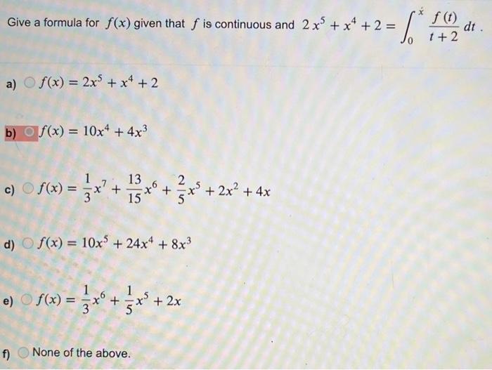 Solved Give a formula for f(x) given that f is continuous | Chegg.com