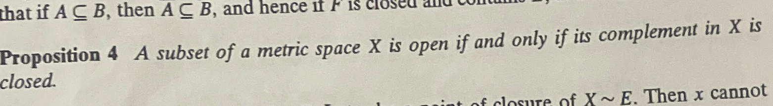 Solved Proposition 4 ﻿A subset of a metric space x ﻿is open | Chegg.com