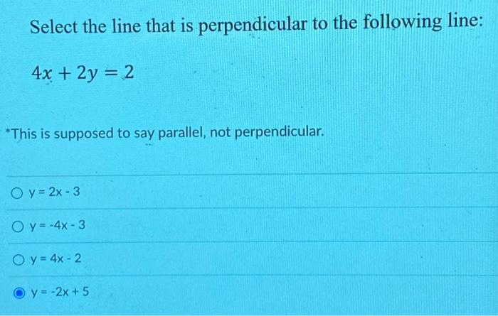 Solved Select the line that is perpendicular to the | Chegg.com