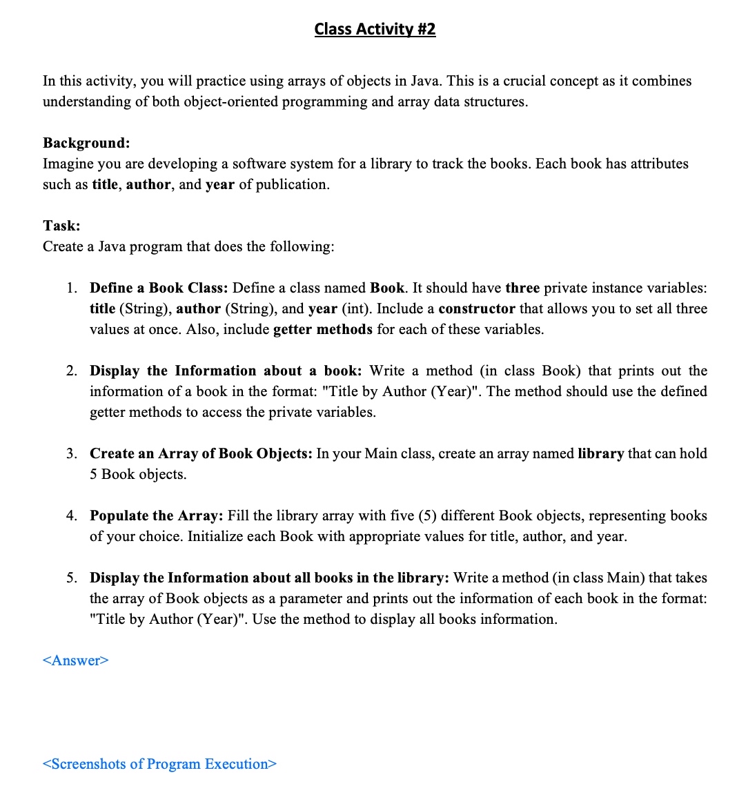 Solved Class Activity #2In this activity, you will practice | Chegg.com