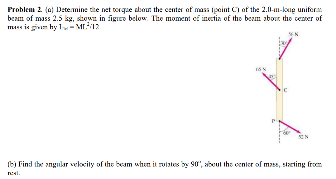 Solved Problem 2. (a) ﻿Determine the net torque about the | Chegg.com