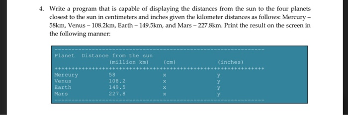 Solved Write a program that is capable of displaying the | Chegg.com