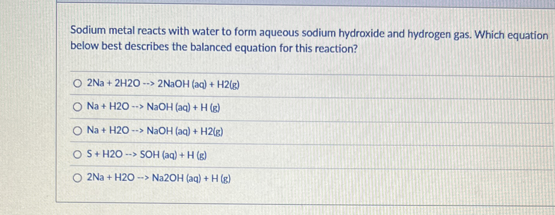 Solved Sodium metal reacts with water to form aqueous sodium | Chegg.com
