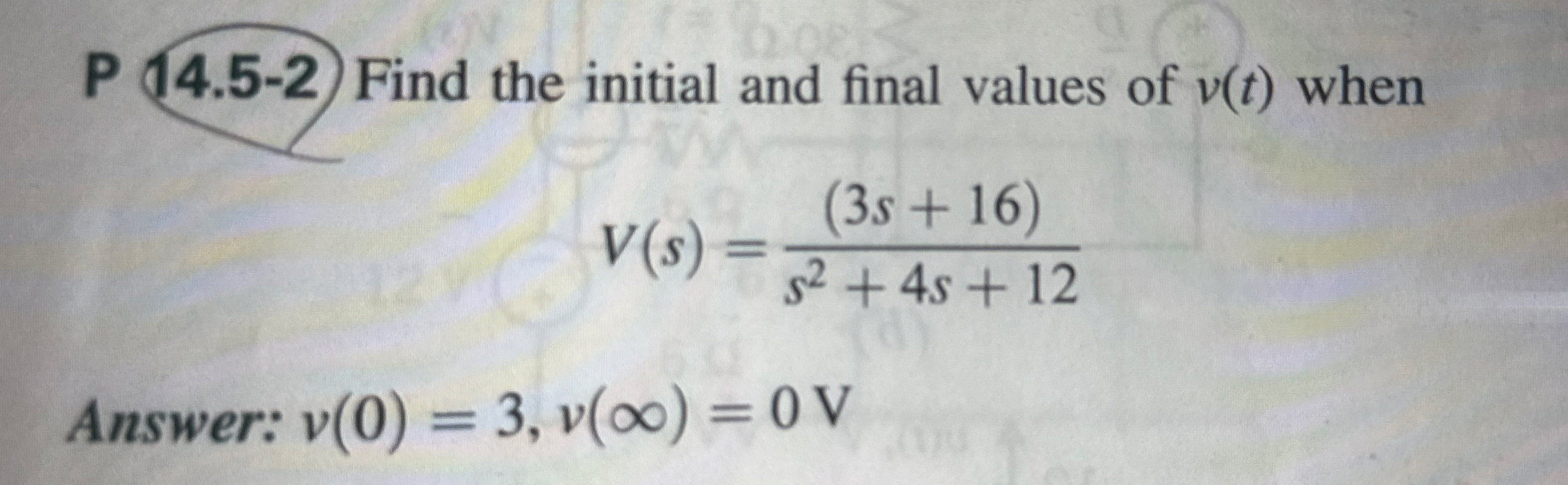 Solved P 14.5-2 ﻿Find the initial and final values of v(t) | Chegg.com