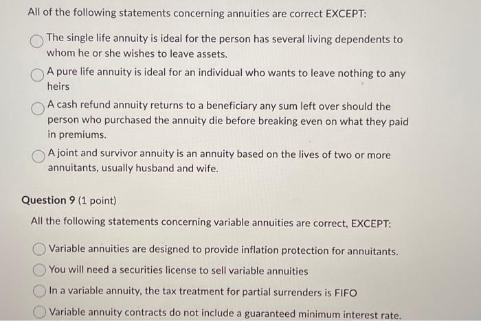 Solved All of the following statements concerning annuities | Chegg.com