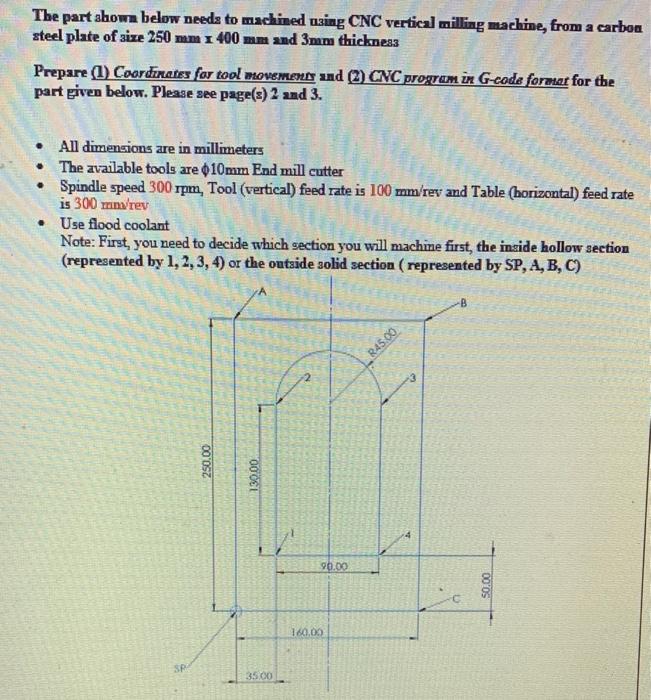Solved The part ahown below needs to machined uaing CNC | Chegg.com