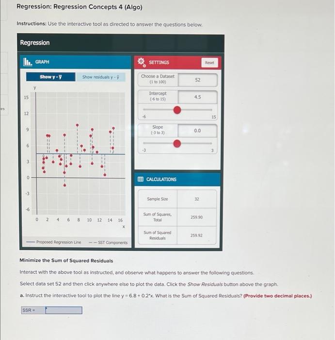 Solved es Regression: Regression Concepts 4 (Algo) | Chegg.com