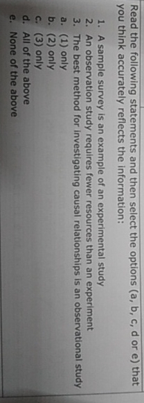 Solved Read the following statements and then select the | Chegg.com