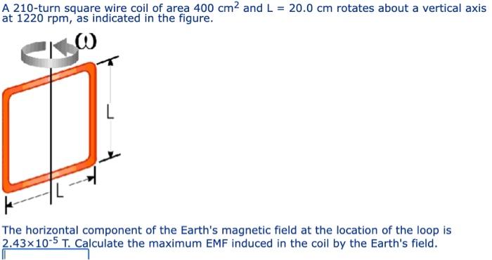 Solved A 210 -turn square wire coil of area 400 cm2 and | Chegg.com