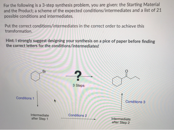 Solved For the following is a 3-step synthesis problem, you | Chegg.com