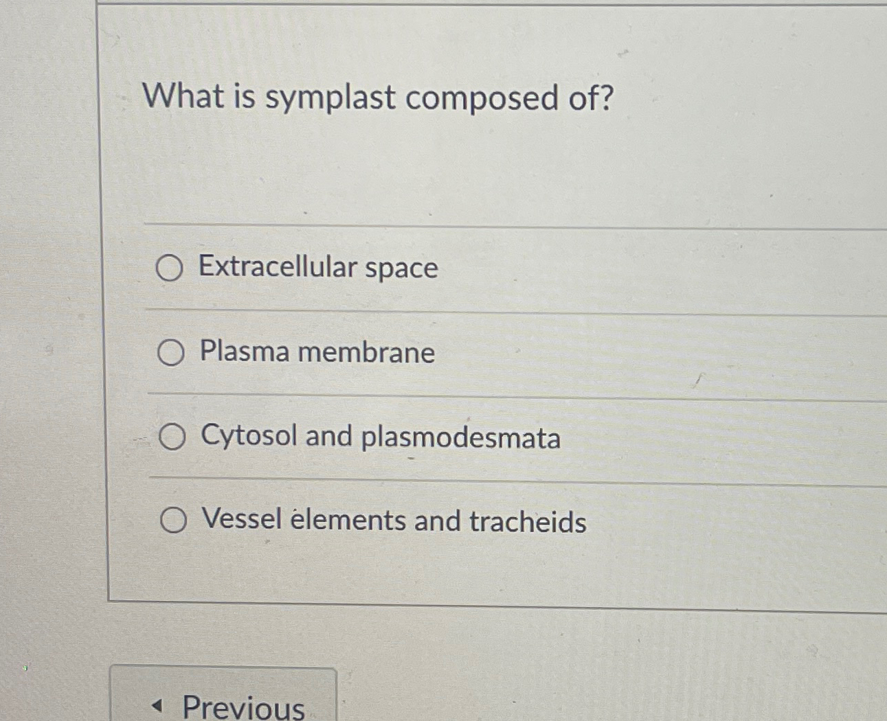 Solved What is symplast composed of?Extracellular | Chegg.com