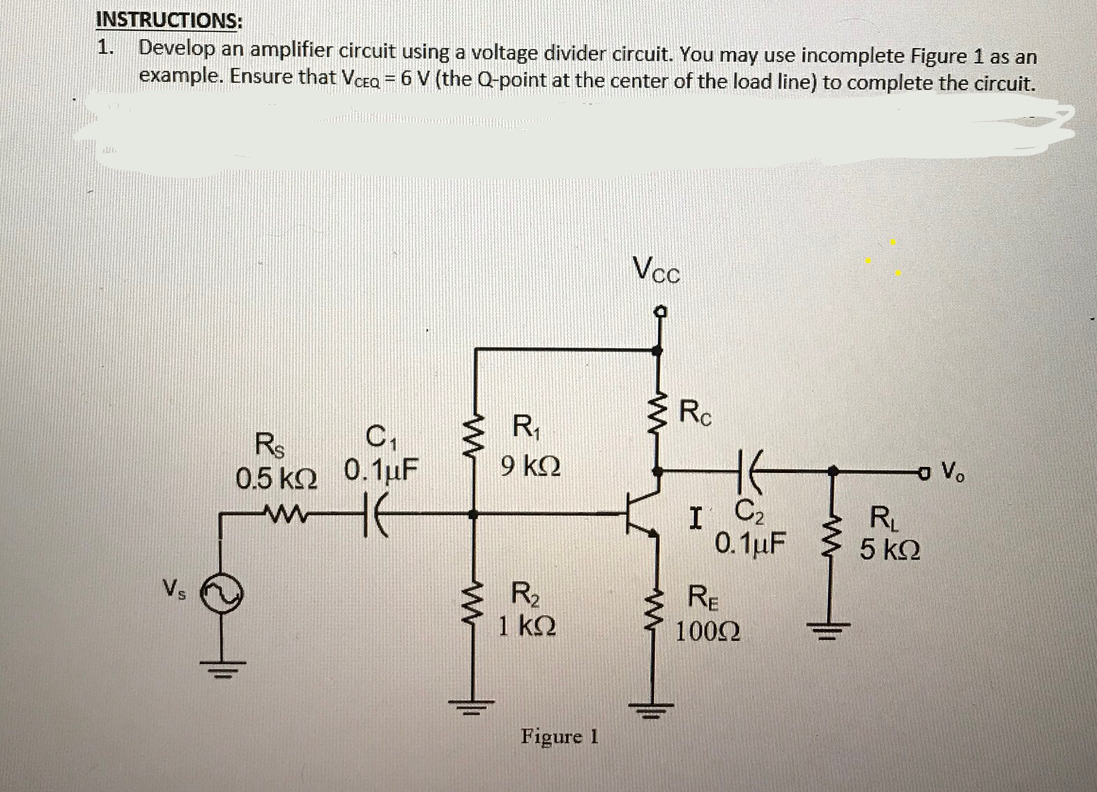 Solved INSTRUCTIONS:Develop an amplifier circuit using a | Chegg.com