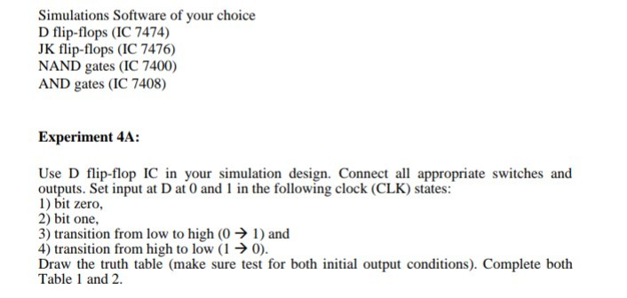 Solved Simulations Software of your choice D flip-flops (IC | Chegg.com