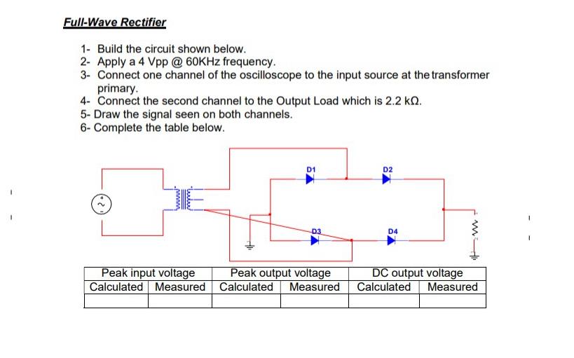 Solved Full-Wave Rectifier1- ﻿Build the circuit shown | Chegg.com