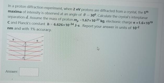 Solved In a proton diffraction experiment when 2 eV protons | Chegg.com