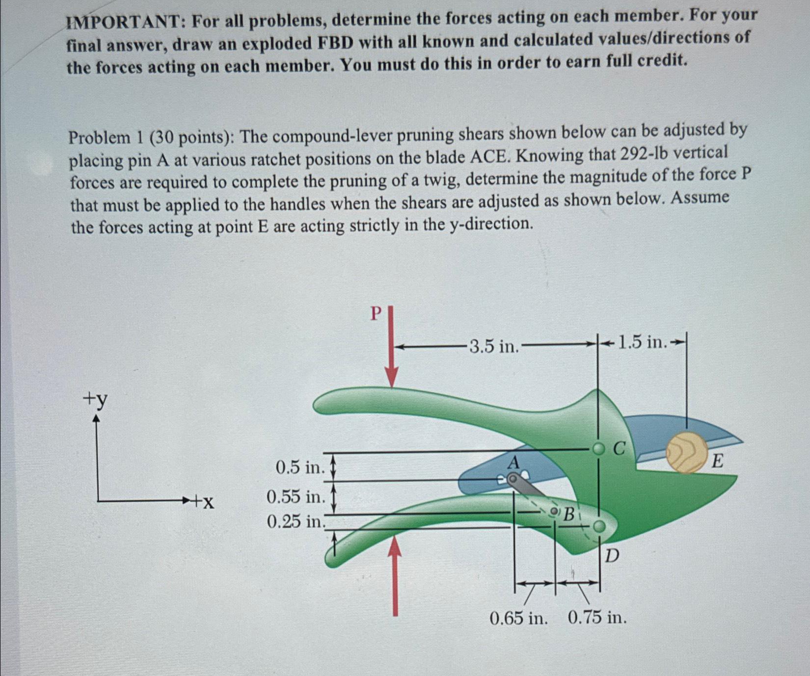 Solved IMPORTANT: For all problems, determine the forces | Chegg.com