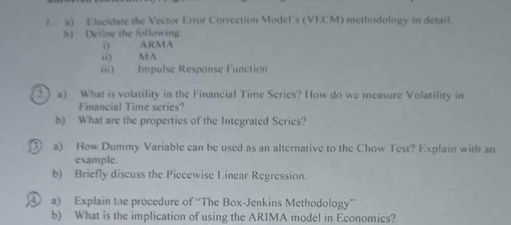 Solved a) ﻿Elucidate the Vector Error Correction Model's | Chegg.com