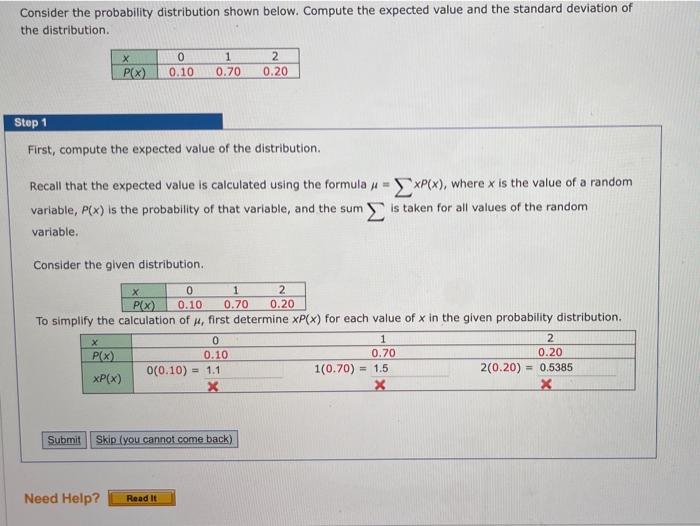 Solved Consider the probability distribution shown below. | Chegg.com