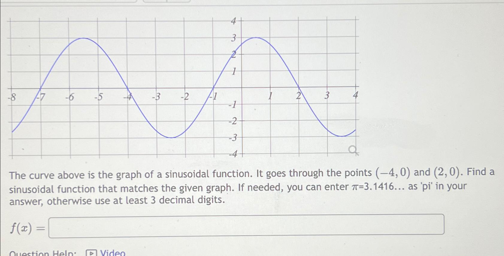 Solved The curve above is the graph of a sinusoidal | Chegg.com