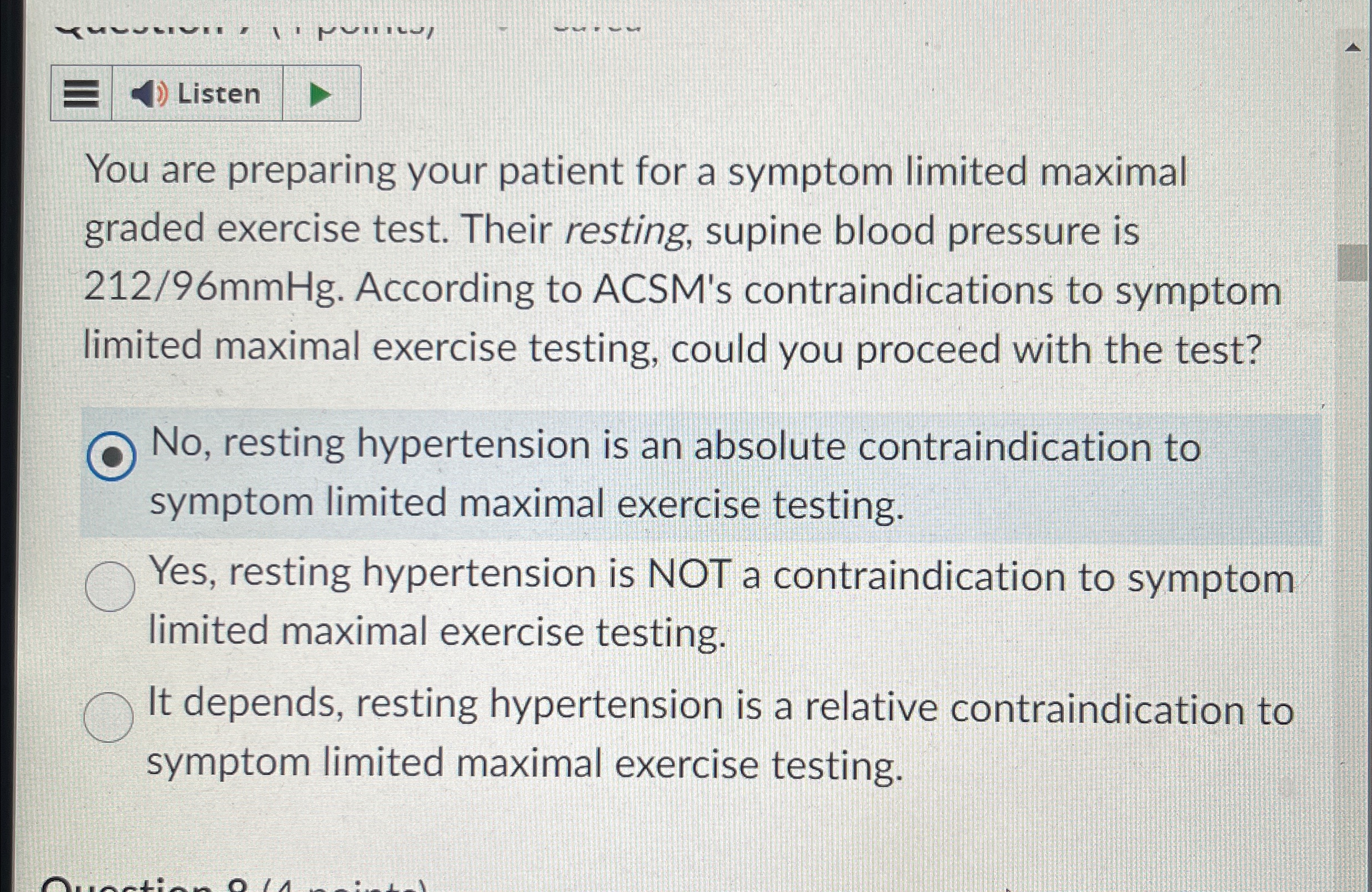 Solved You are preparing your patient for a symptom limited | Chegg.com