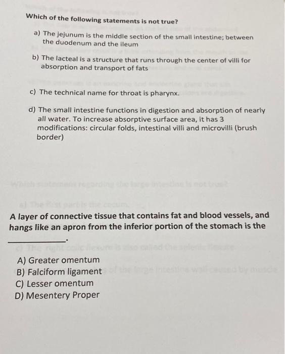 Solved Which of the following statements is not true? a) The | Chegg.com