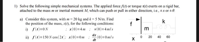 Solved 1) Solve the following simple mechanical systems. The | Chegg.com