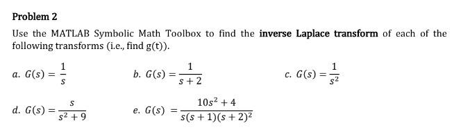 Solved Use the MATLAB Symbolic Math Toolbox to find the | Chegg.com