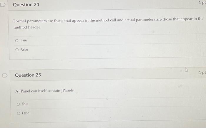 Solved Formal parameters are those that appear in the method | Chegg.com