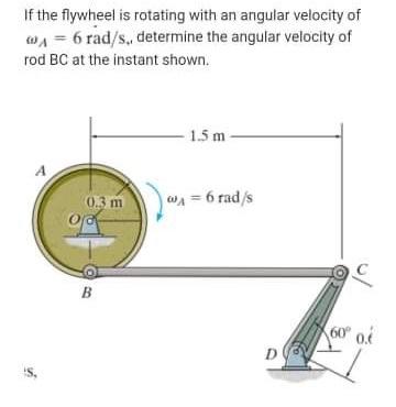 Solved If the flywheel is rotating with an angular velocity | Chegg.com