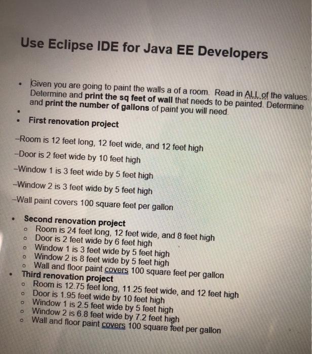 Solved Use Eclipse IDE for Java EE Developers Given you are | Chegg.com