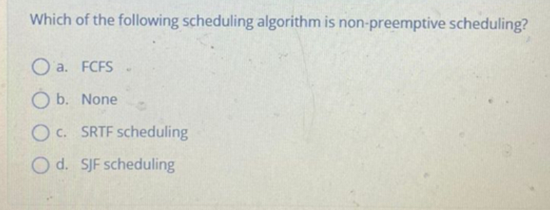 Solved Which of the following scheduling algorithm is | Chegg.com