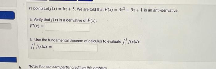 Solved (1 point) Let f(x)=6x+5. We are told that | Chegg.com